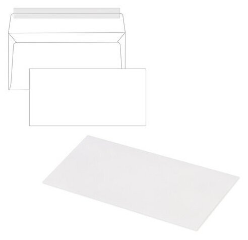 Конверт почтовый ряжская печатная фабрика Е65 (110х220 мм), комплект 1000 шт, отрывная лента, 80 г/м2,