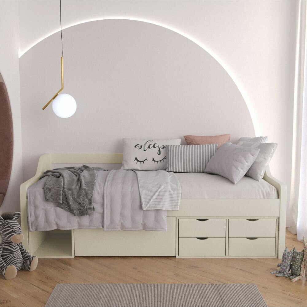 Детская кровать с ящиками 80x190 Анюта цвет Слоновая кость