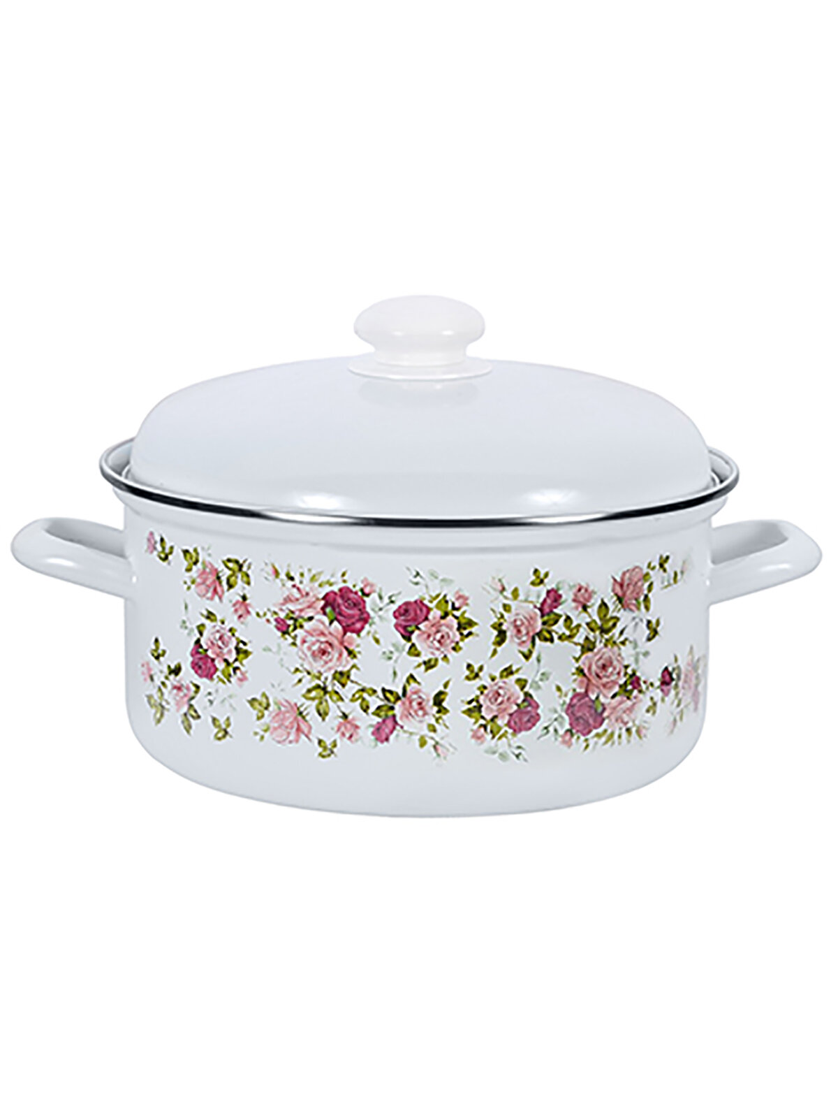 Кастрюля эмалированная Лысьвенские эмали Китайская роза, с крышкой, 3 л