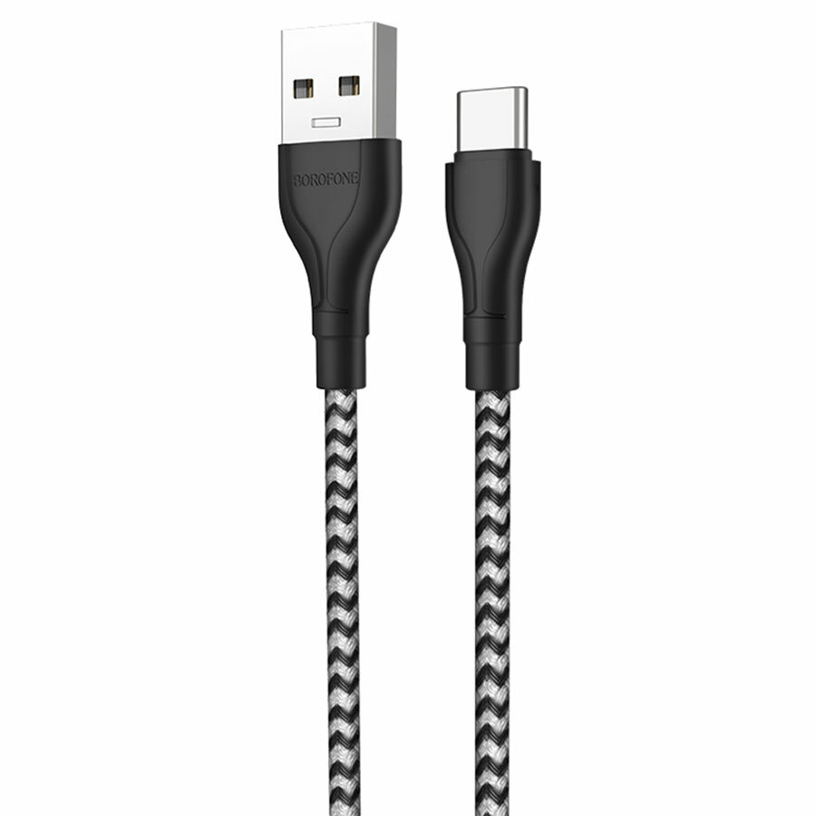 Зарядный кабель USB Type-C, нейлоновая оплетка,1 метр, черный — фото 1