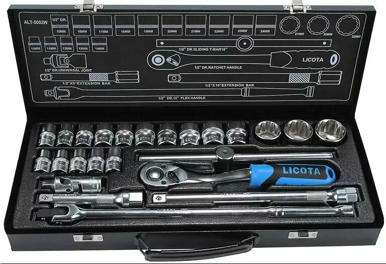 Набор торцевых головок 1/2" 12гр. 24пр. 10 - 32 мм Licota ALT-5002W
