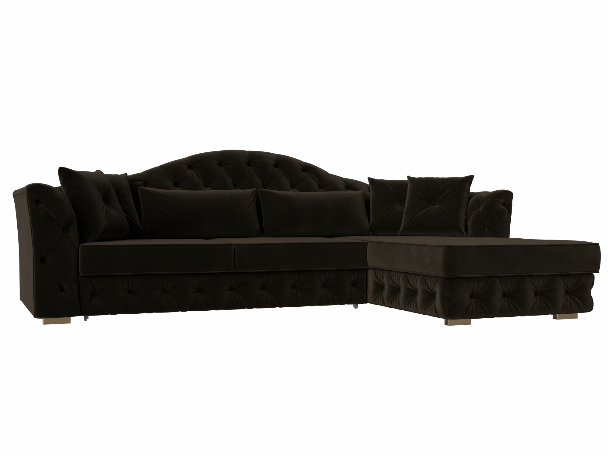 Диван угловой Артис правый угол, микровельвет, механизм дельфин, коричневый, 250x181x97см. Хит Диванов