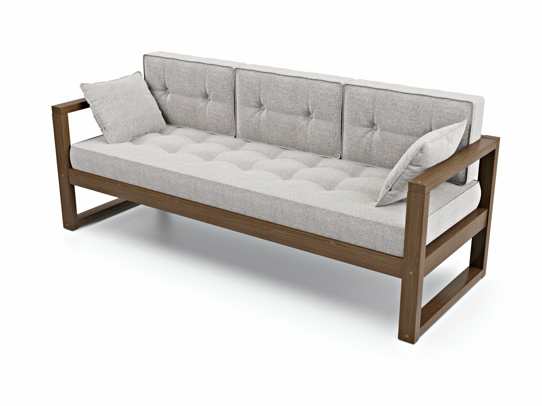 Садовый диван Arsko Астер-Б-С, серый-орех, рогожка, массив дерева, офисный, для кафе и бара, для салона красоты