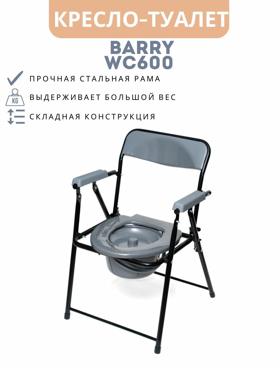 Кресло-туалет медицинский Barry, вариант исполнения Barry WC600 (черный)