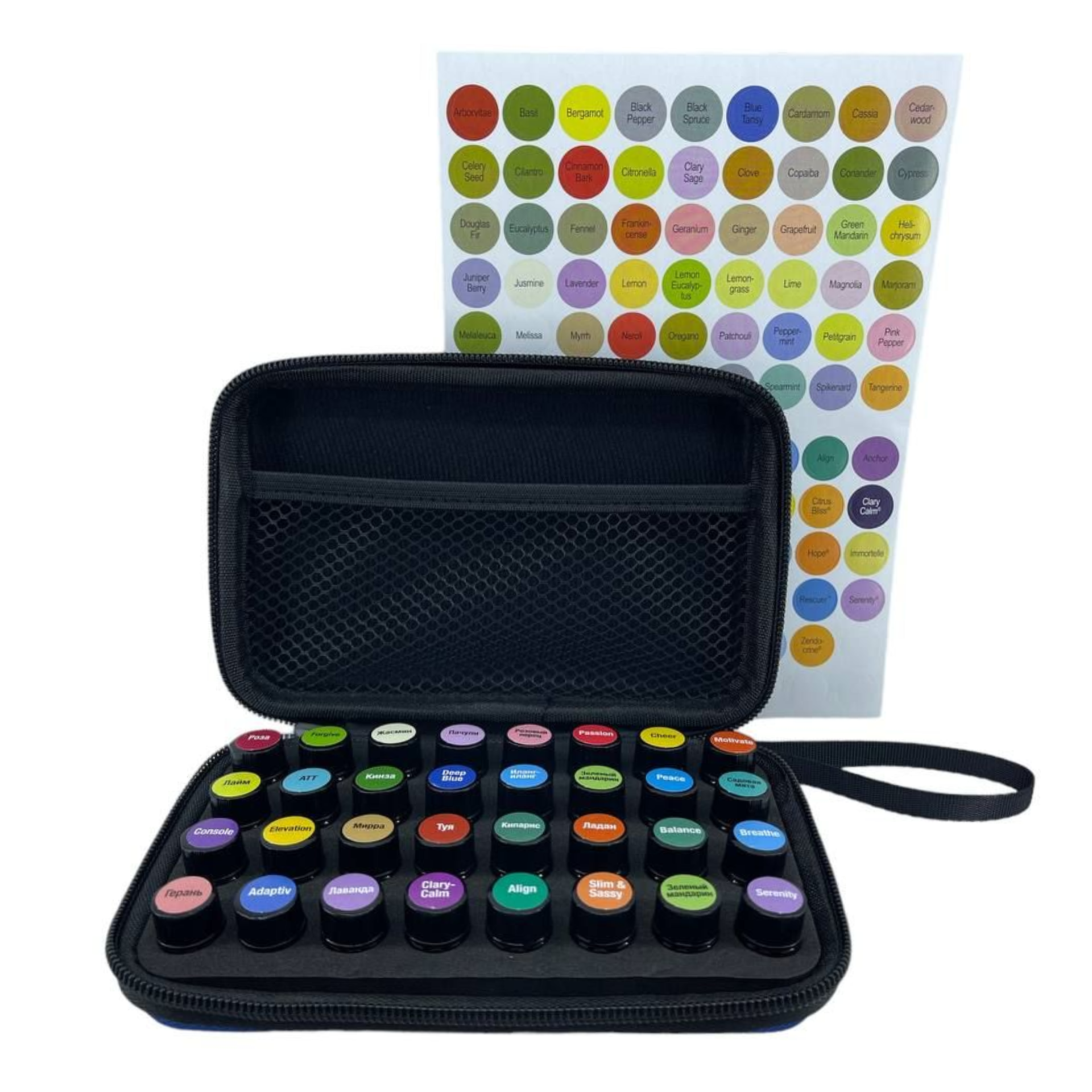 Аромабокс - сумочка на 32 ячейки + 32 флакончика на 2мл. + наклейки для эфирных масел doTERRA
