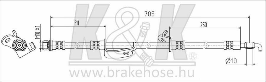 K&K FT1012 Тормозной шланг TOYOTA RAV-4 (2012-), HARRIER, LEXUS NX