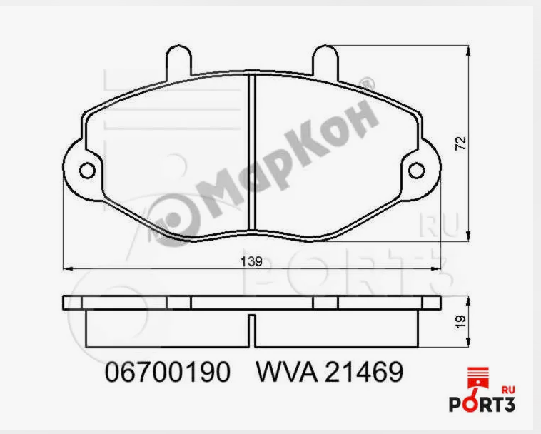 Передние тормозные колодки для Ford Transit от бренда Маркон - 06700190