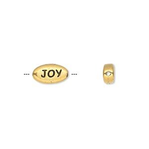 Бусина металлическая, 11х6мм, TierraCast, тег Joy, базовый материал - оловянный сплав, позолота с чернением, 2 шт.