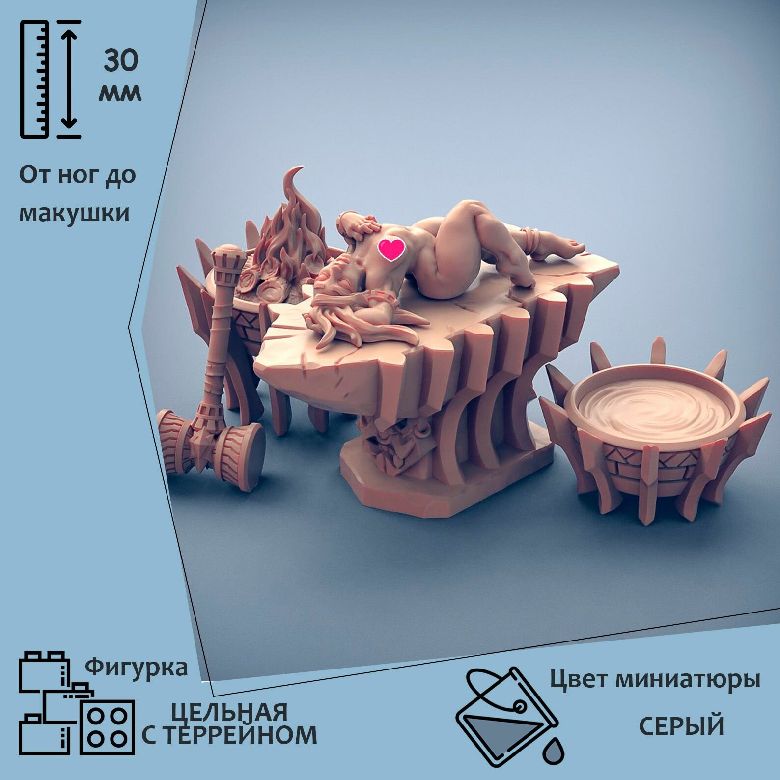 Фигурка дварф оракул Фиама для настольных игр, Pathfinder, DnD размер 30мм