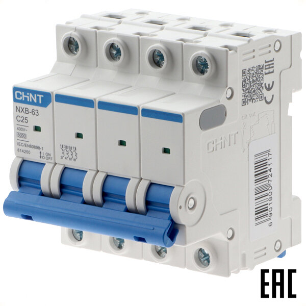 Автоматический выключатель /4P/ C25A 6,0 кА CHINT NXB-63 814250 (2 шт. в наборе)