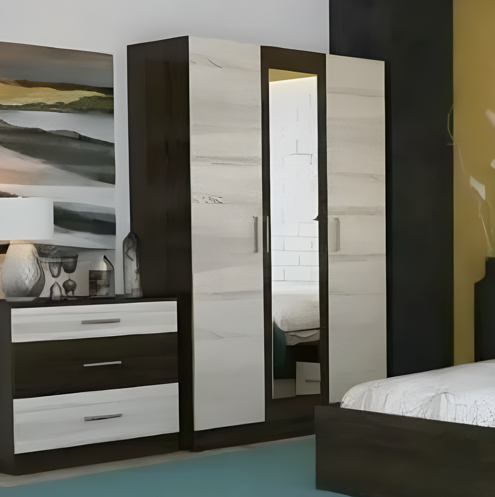 Шкаф Леси 3х ств. кантер/сонома + зеркало Горизонт