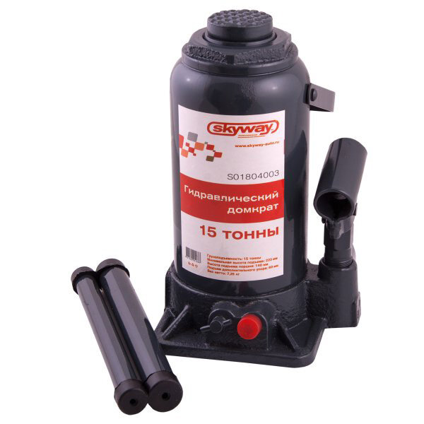 Домкрат гидравлический 15 т 225-430 мм с клапаном в коробке + сумка Skyway