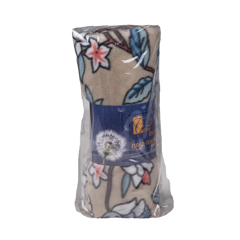 Плед-покрывало 150х200 флис 100 % пэ, Цветочный орнамент, БельВита