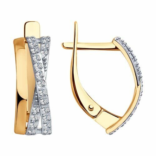 Серьги, красное золото, 375 проба, фианит