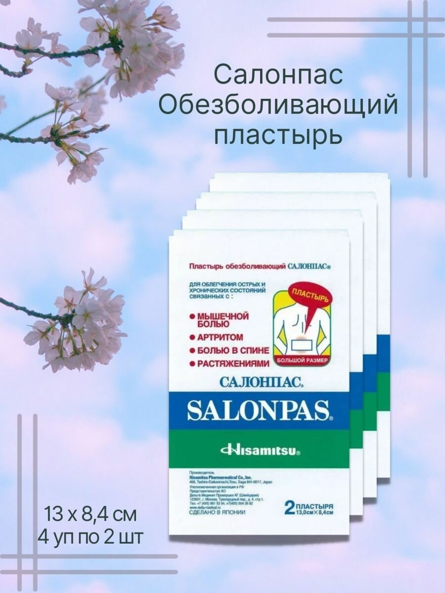 Салонпас пластырь обезболивающий 13х8,4см 2шт/уп.