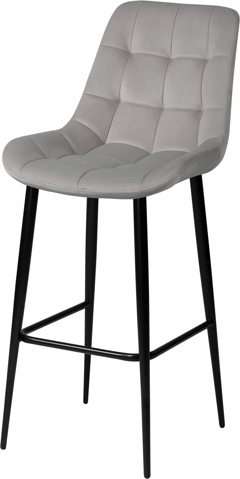 Комплект барных стульев Ambe Эйден, со спинкой для кухни, 75 см, светло-серый, каркас черный, 2 шт