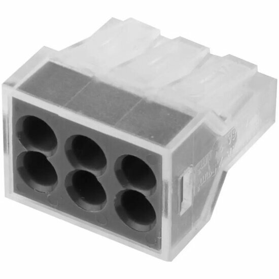 Клемма Светозар соединительная, 6-и проводная, 400В, 24А, 0,75-2,5мм2, 2шт, 49170-6