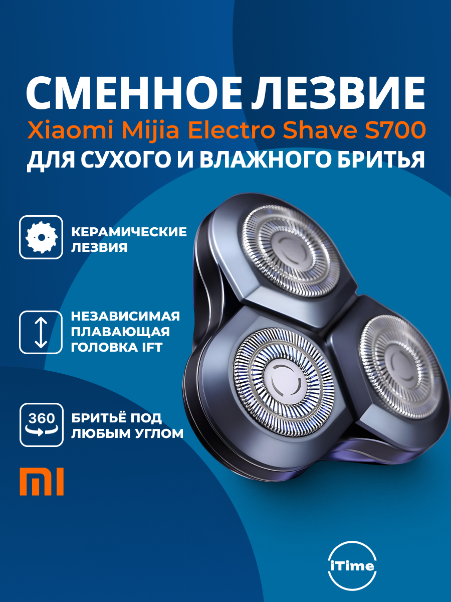 Сменное лезвие MIJIA BHR5722GL, для роторной электробритвы S700, синее