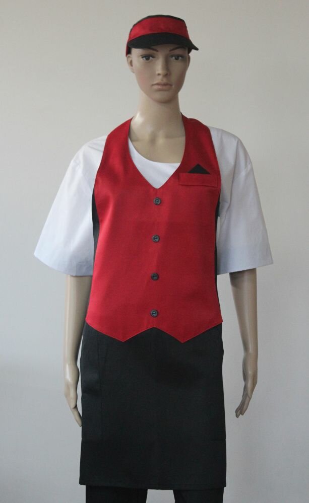 Фартук-жилет черный с красным (ткань плащевая)
