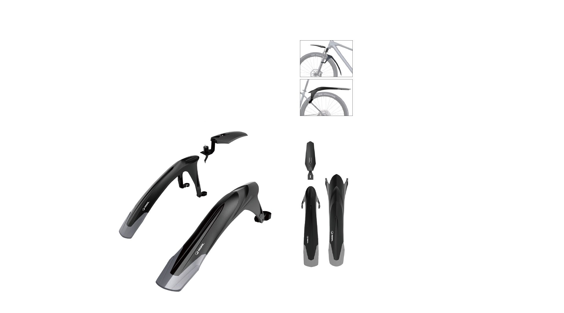 Крылья RBRL MTB 24-29", на штаны вилки в шток вилки/на задние перья рамы, пласт серо-чер R L-1200F/R