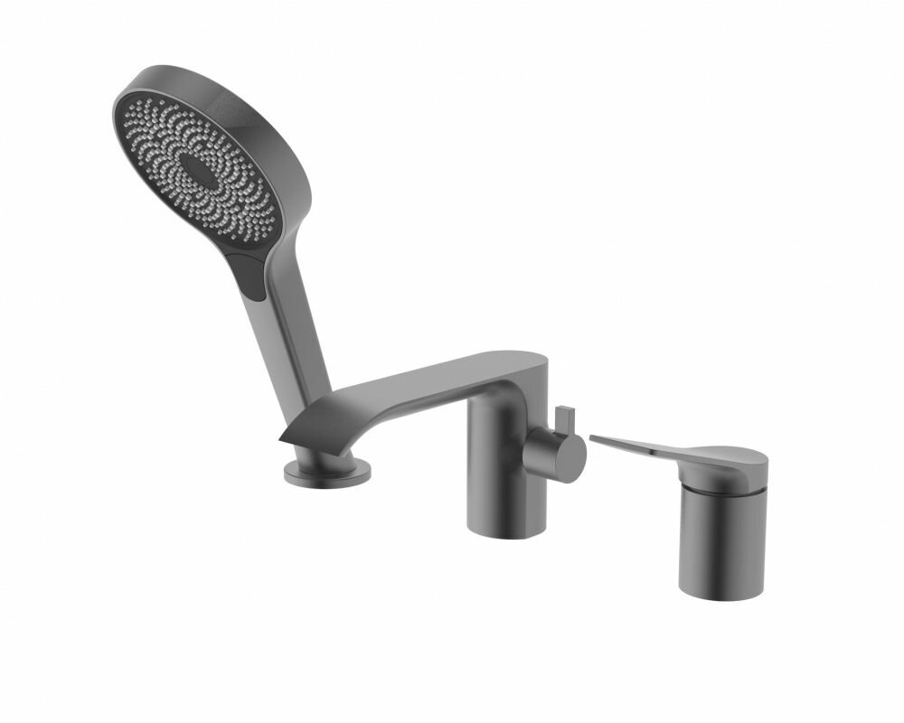 Смеситель на борт ванны водопад ViEiR V343532-G Графит, темно-серый