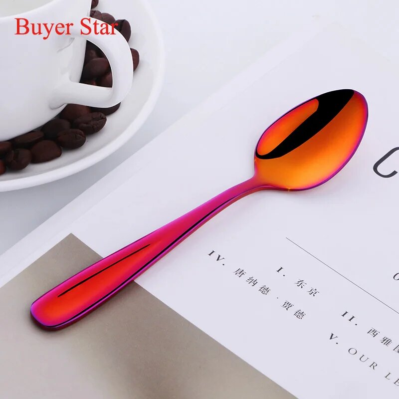 Мини-ложки из нержавеющей стали Buy Go, розовое золото rainbow NO.3