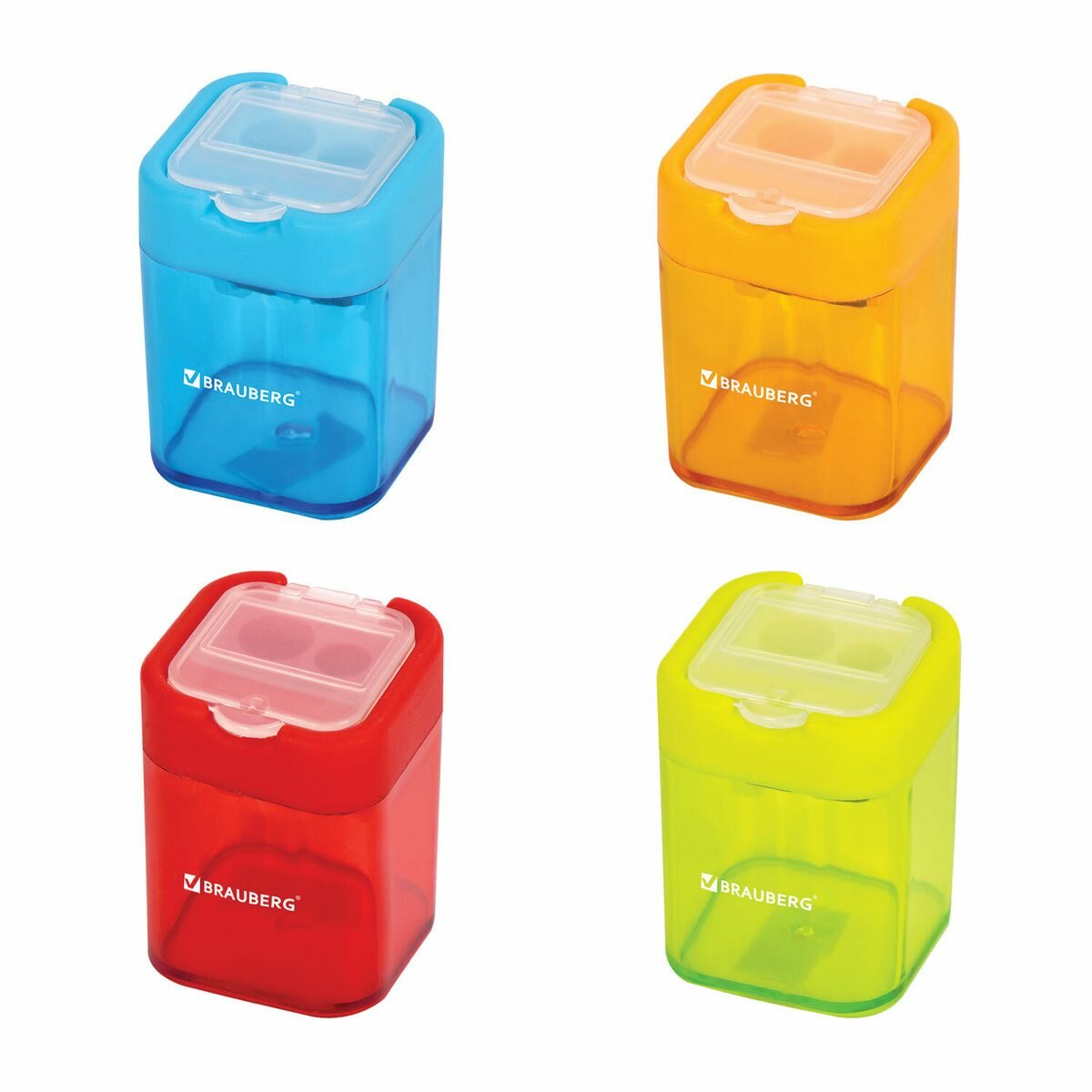 Точилка ручная пластиковая Brauberg Peak (2 отверстия, с контейнером) (226945), 12шт.