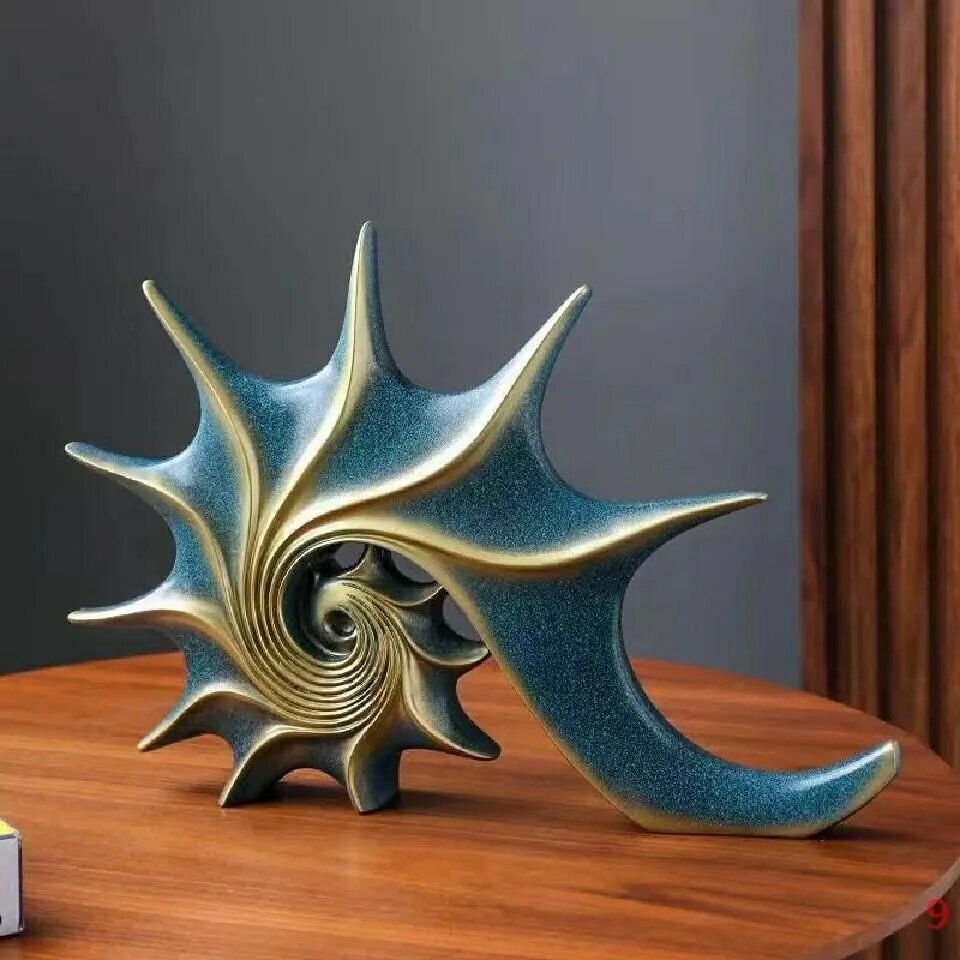 Декор для дома настольная интерьерная статуэтка ракушки в морском стиле "Seashell" из искусственного камня в цвете Бирюза