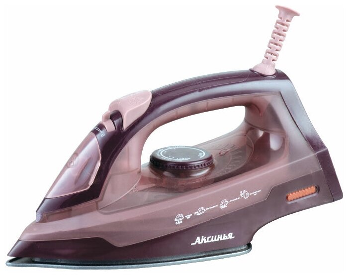 Утюг аксинья КС-3004 бежево-коричневый: 2200 Вт, антипригарн, Самоочистка, паровой удар