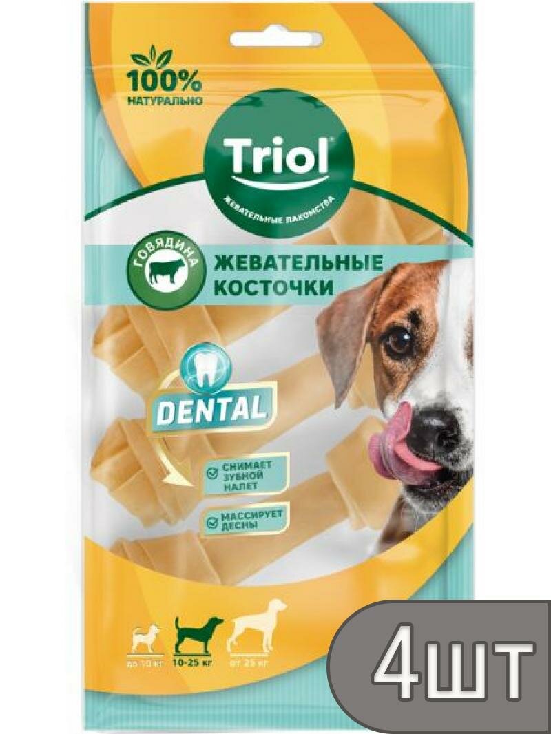 Triol Набор 4 шт Косточки жевательные DENTAL узловые, 10см (уп.3шт.) 0.36 кг