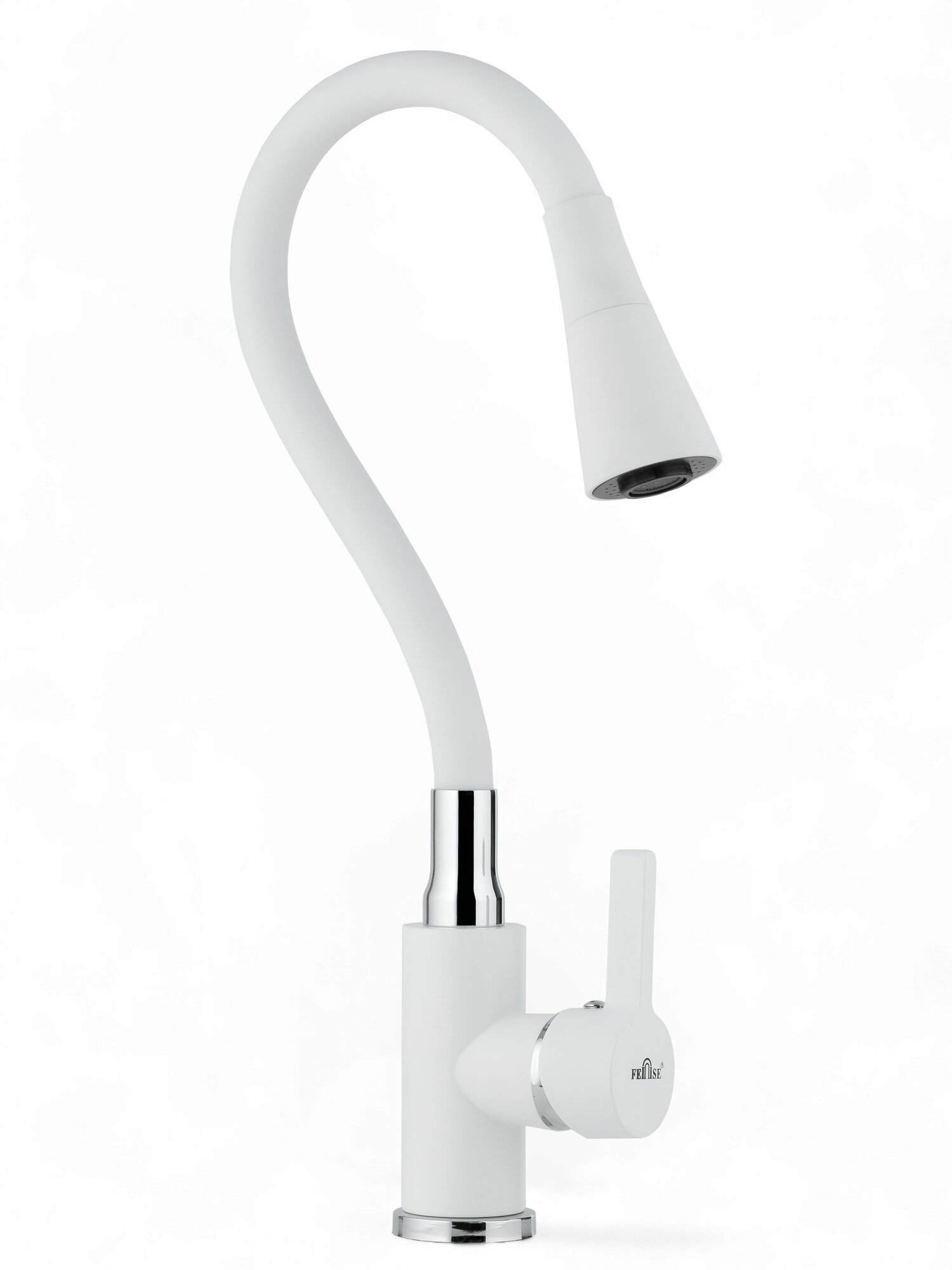 Смеситель для кухни с гибким белым силиконовым изливом, 2 режима, латунь