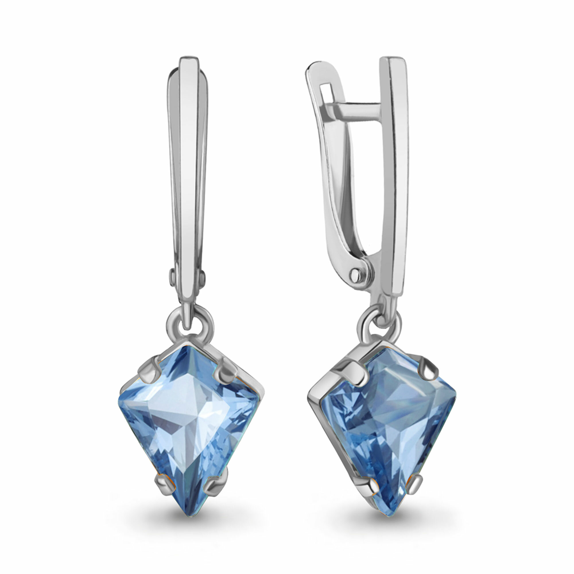 Серьги, серебро, 925 проба, родирование, турмалин