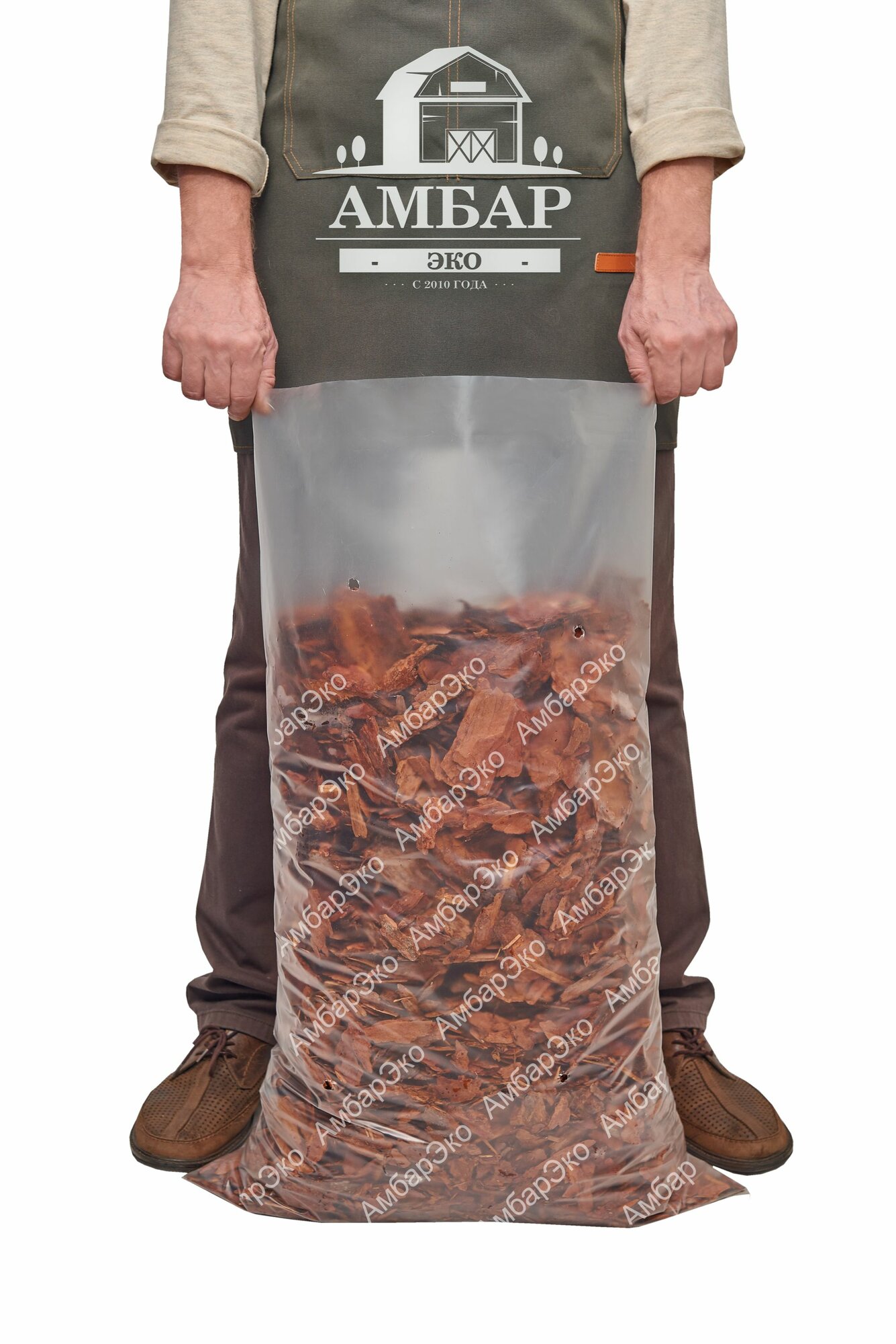 Мульча органическая из коры лиственницы сибирской средняя (2-8 см) 55 л. Комплект 10шт