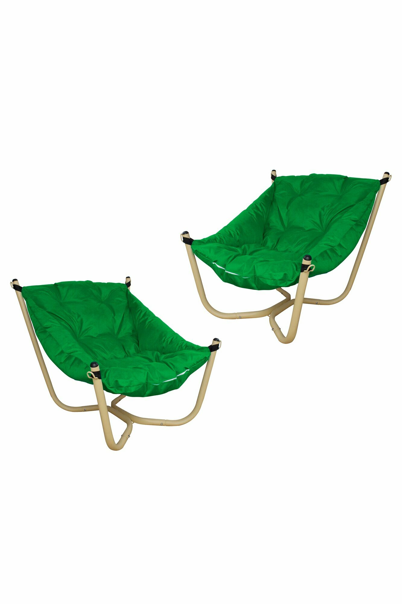 Комплект мягких кресел ЧИЛ, бежевое основание, зеленая подушка (2 шт)