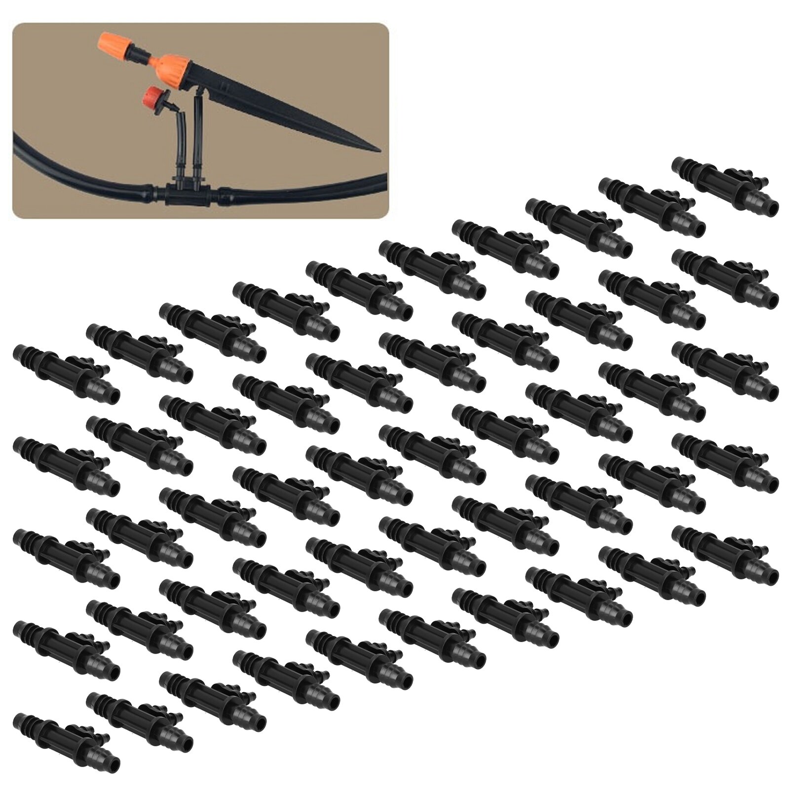 50 шт. 4-сторонний соединитель, фитинг для трубки капельного орошения диаметром от 8/11 до 4/7 мм, садовый аксессуар