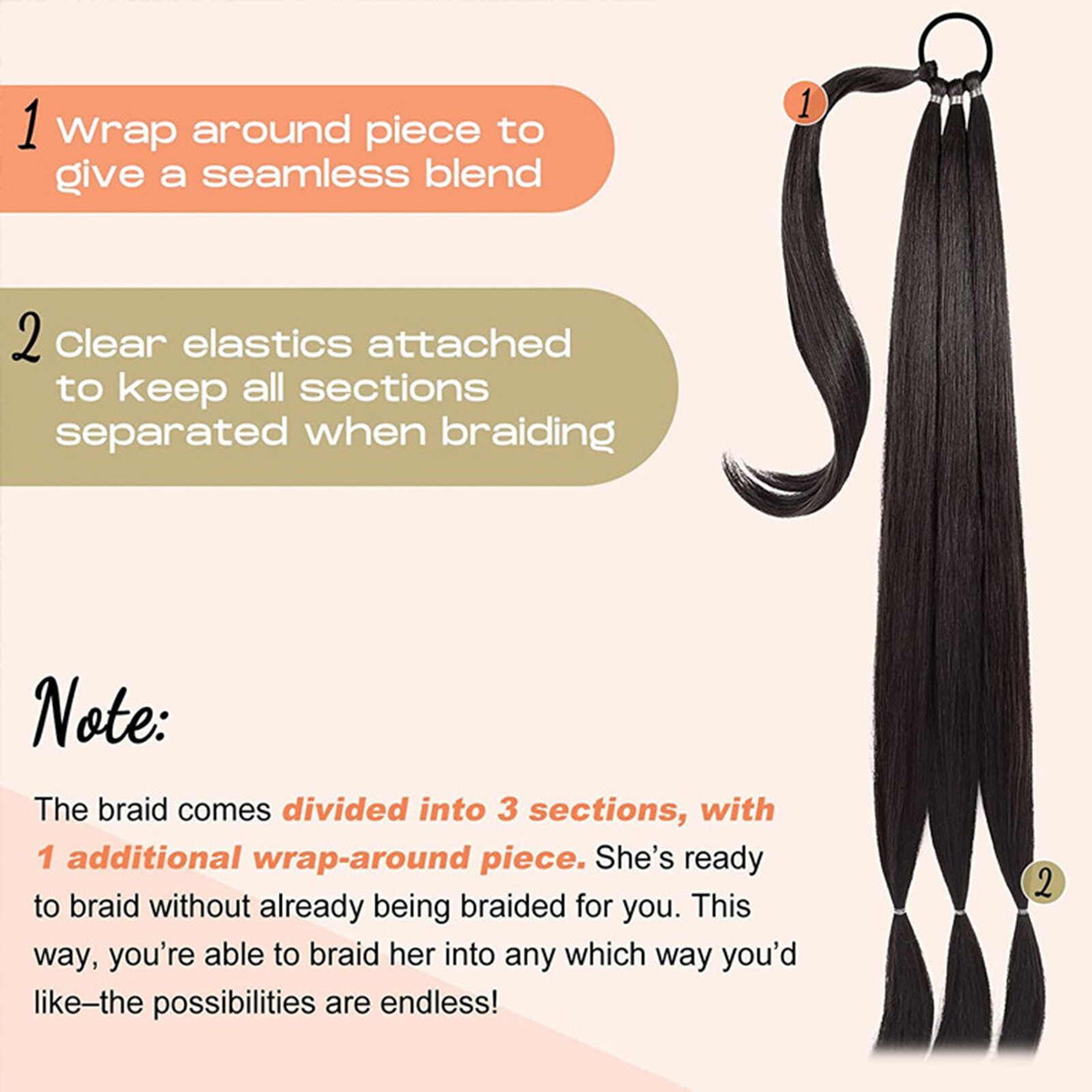 Женский длинный парик с косичками из конского хвоста, модные синтетические накладные волосы с повязкой на голову, натуральная накладка для конского хвоста для женщин, 31 дюйм, 150 грамм