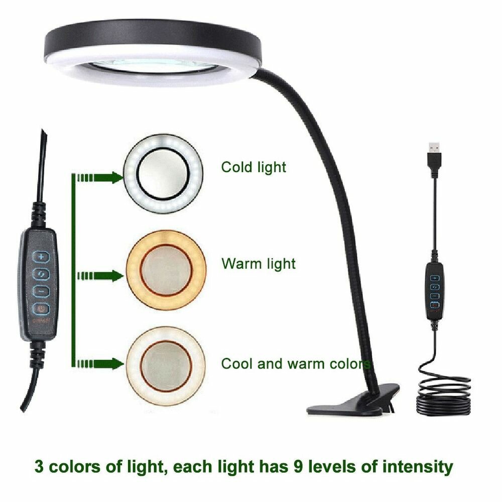 Led Лампа лупа 12D 4X с подсветкой настольная для маникюра, для рукоделия, чтения