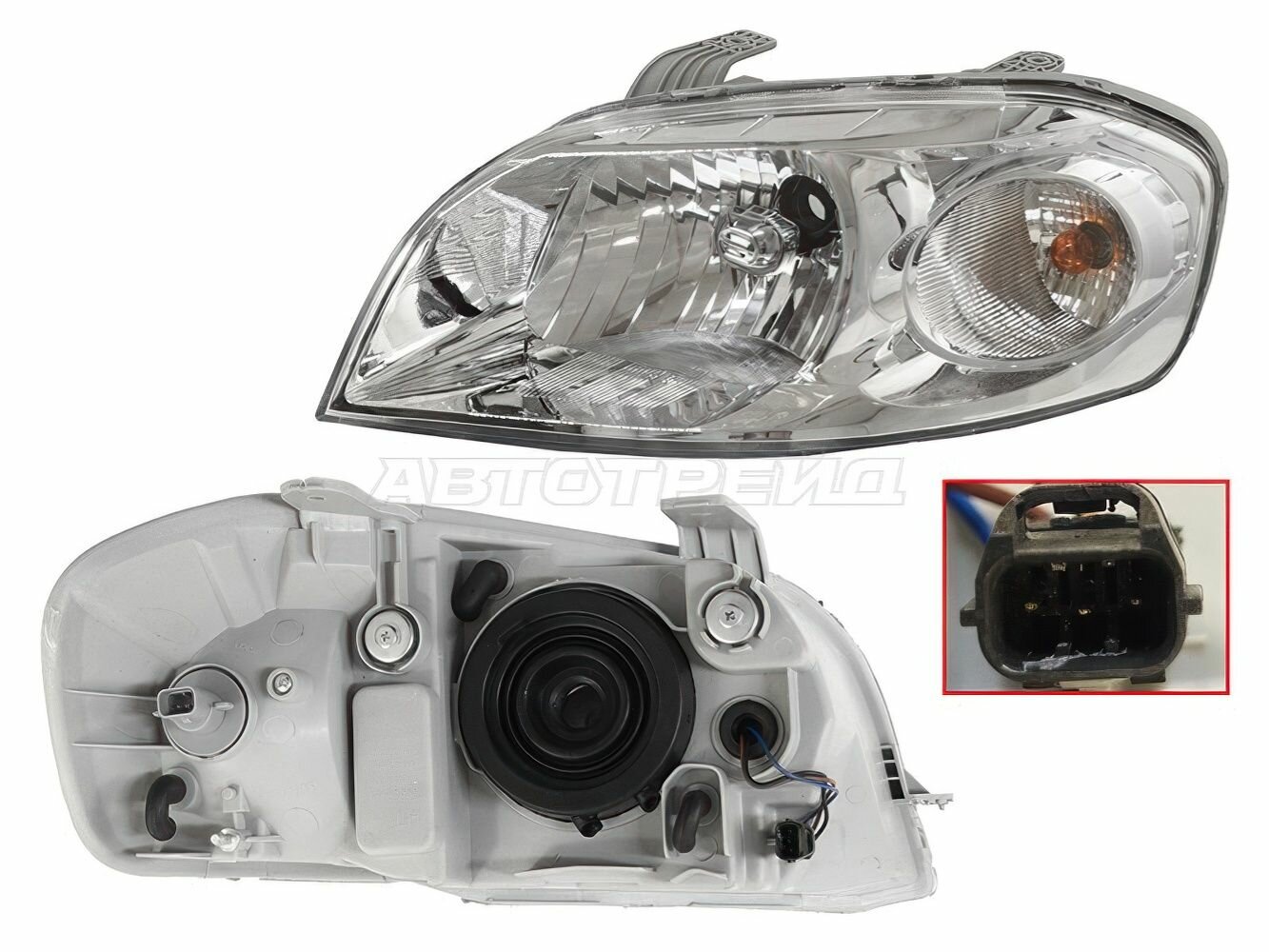 Фара левая, под электрокорректор для Шевроле Авео, Понтиак Wave, Заз S арт ST2351104LEM SAT