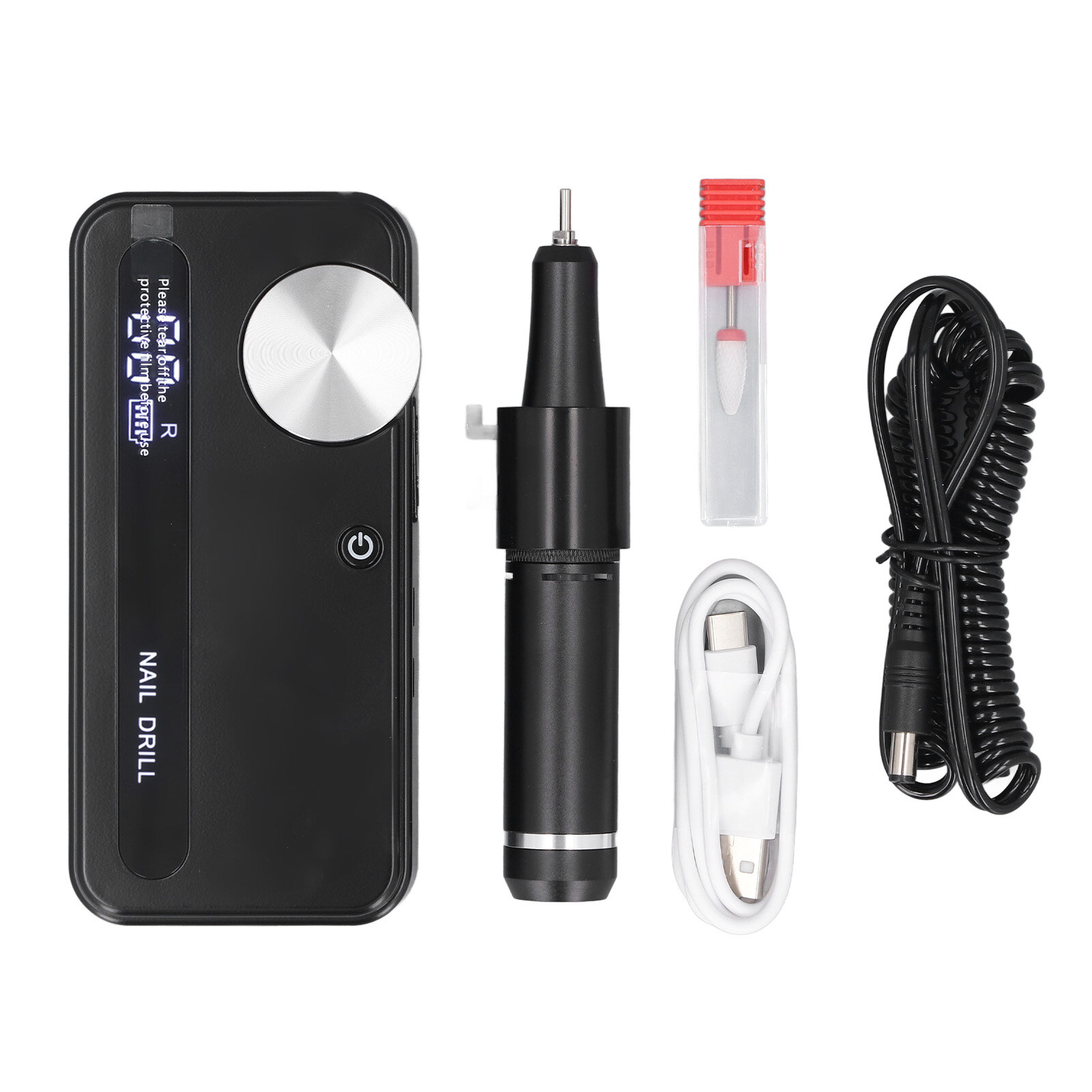 Электрический набор пилочек для ногтей, многофункциональная шлифовальная машинка для ногтей, портативный инструмент для полировки и маникюра, электрическая дрель для шлифовки и полировки ногтей, черный.