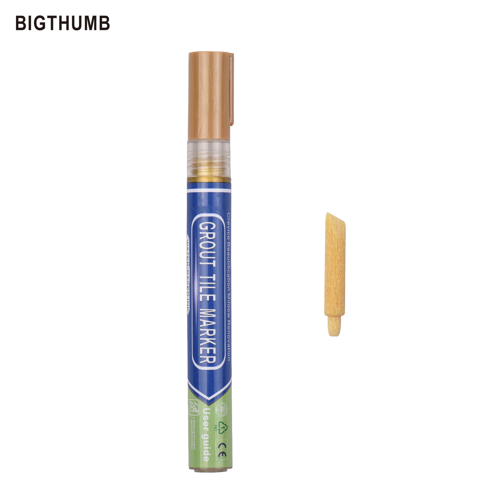 Ручка для затирки BIGTHUMB, ручка для затирки плитки на водной основе, маркер для ремонта, маркер для зазора в плитке, покрытие со сменным наконечником, водонепроницаемое для ванной комнаты, кухни, гостиной, восстановления пола на балконе