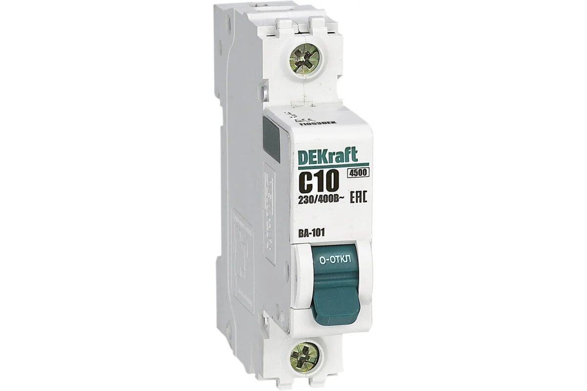 Автоматический выключатель DEKraft 1Р, 10А, характеристика С; отключающая способность 4,5 кА