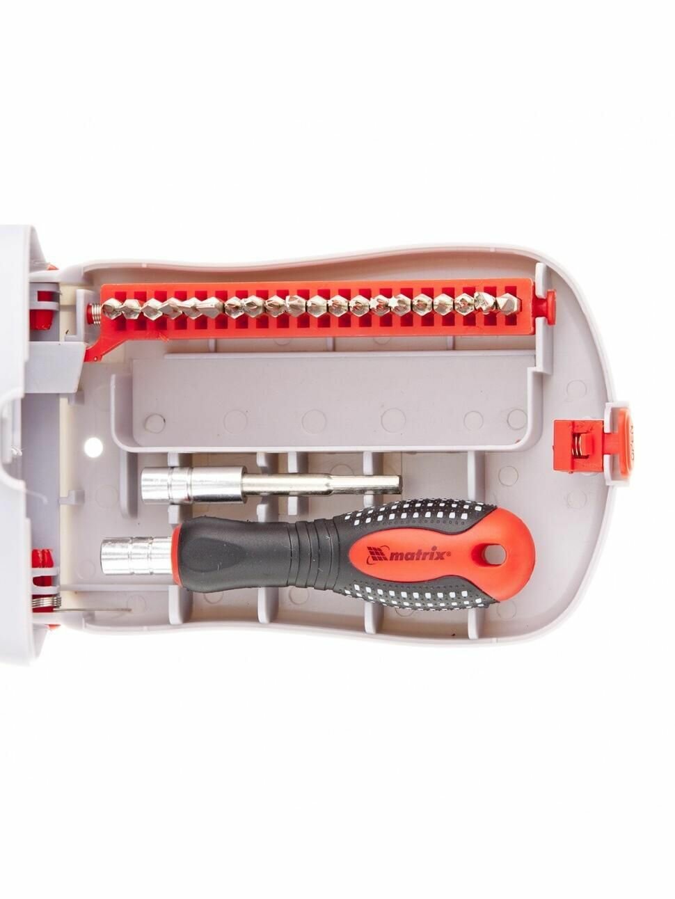 Отвертка для точных работ с насадками Fusion, 22 предмета, в пластиковом пенале Matrix 11584