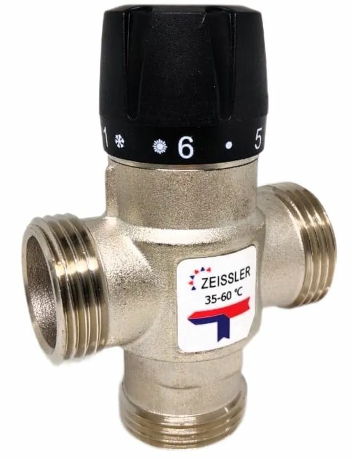 Трехходовой термостатический смесительный клапан TIM - ZEISSLER 3/4" 20-43гр, KV 1.6