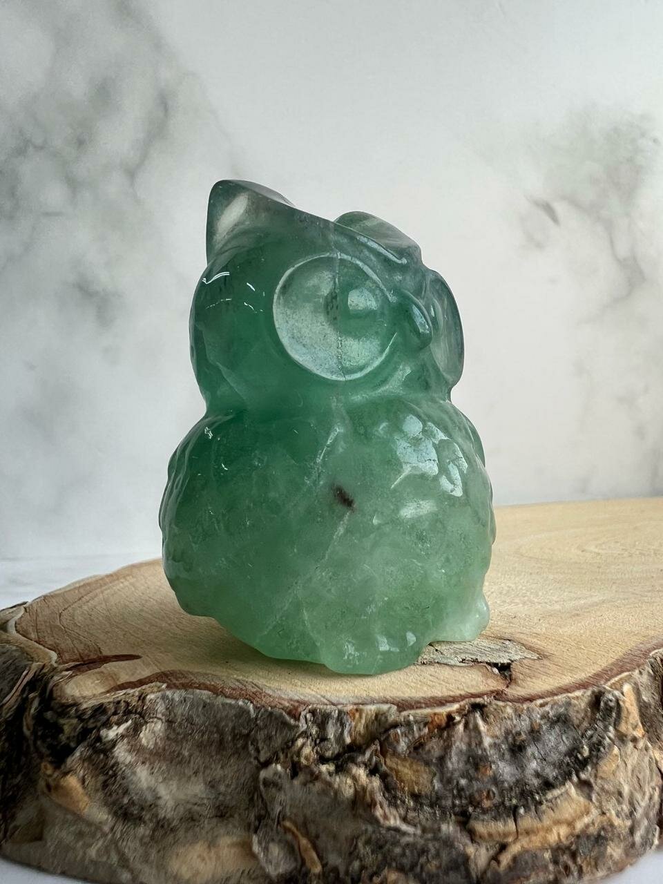 Фигурка Сова, натуральный камень флюорит, 55х40мм.