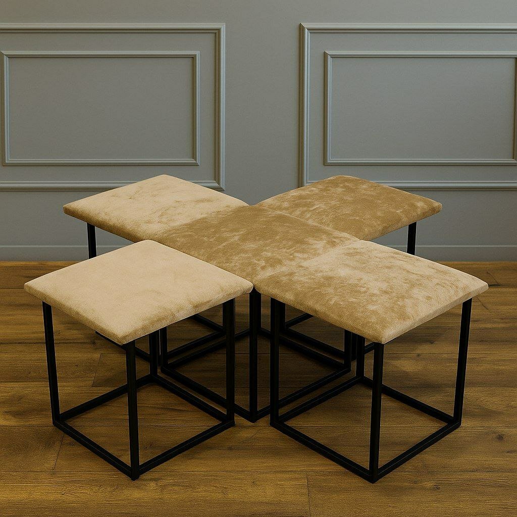 Пуфик-трансформер, 5 в 1, лофт, велюр, цвет капучино, металл, нагрузка до 100 кг