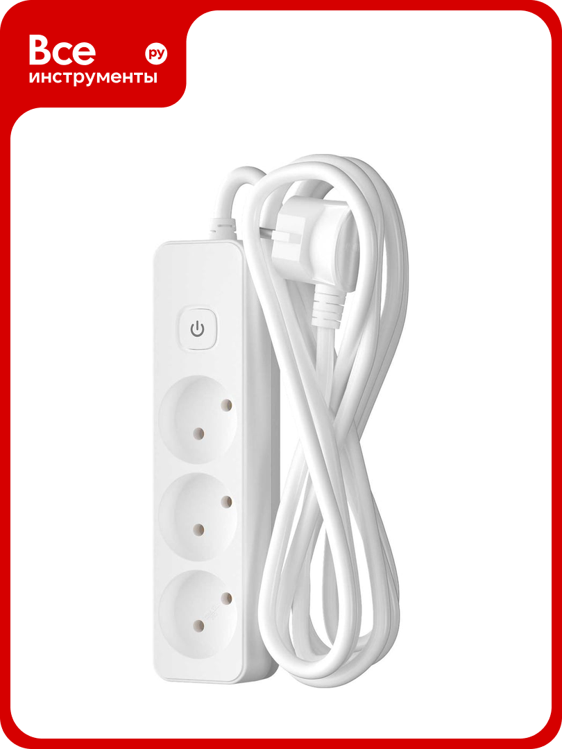 Сетевой, фотон, удлинитель фотон 10-53S, 5м, 3 розетки, 10А, с выключателем, Белый 24747, 2х0