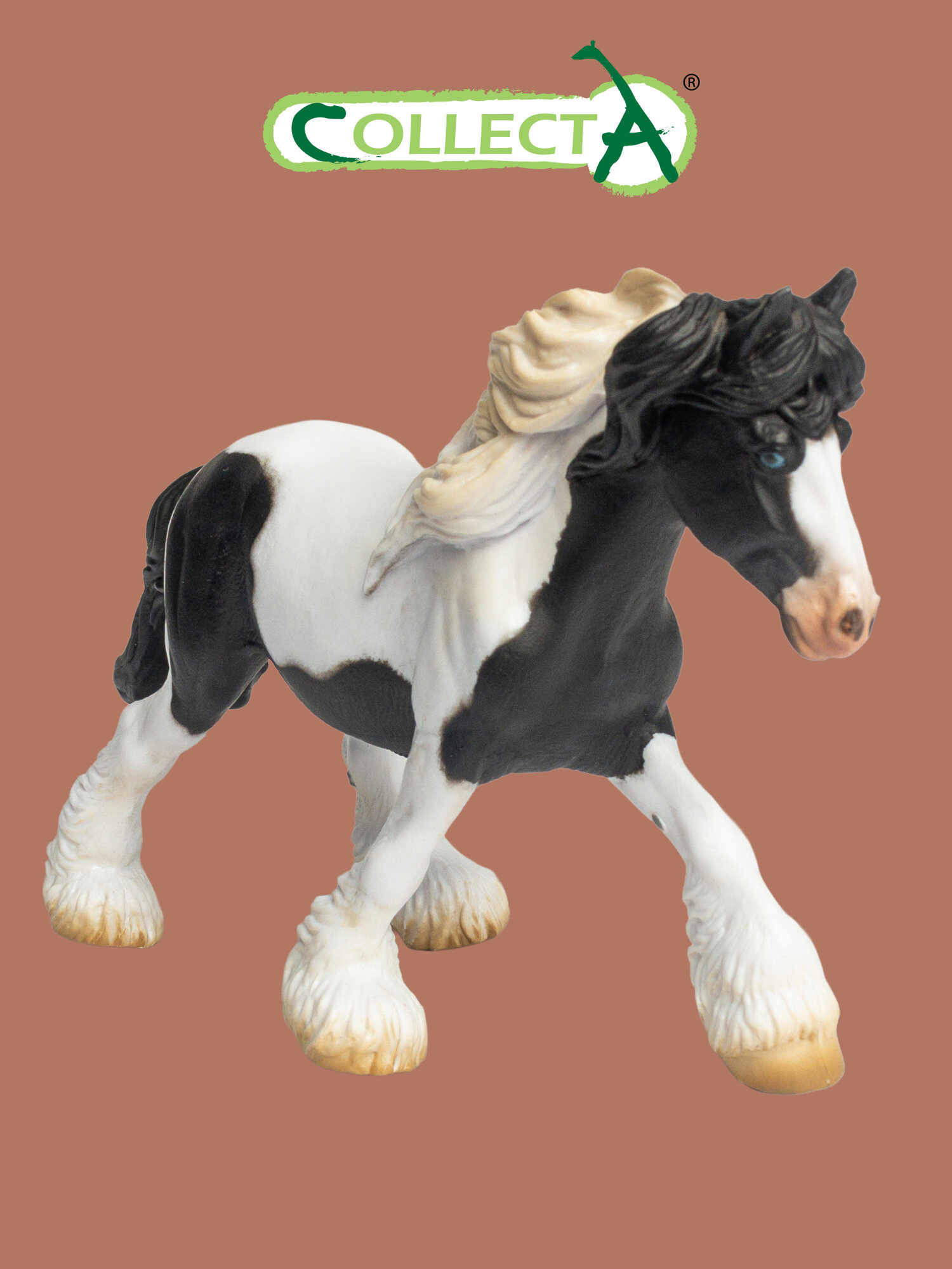 Фигурка животного Collecta Лошадь Кобыла Цыганская упряжная чёрно-белая, 88779b