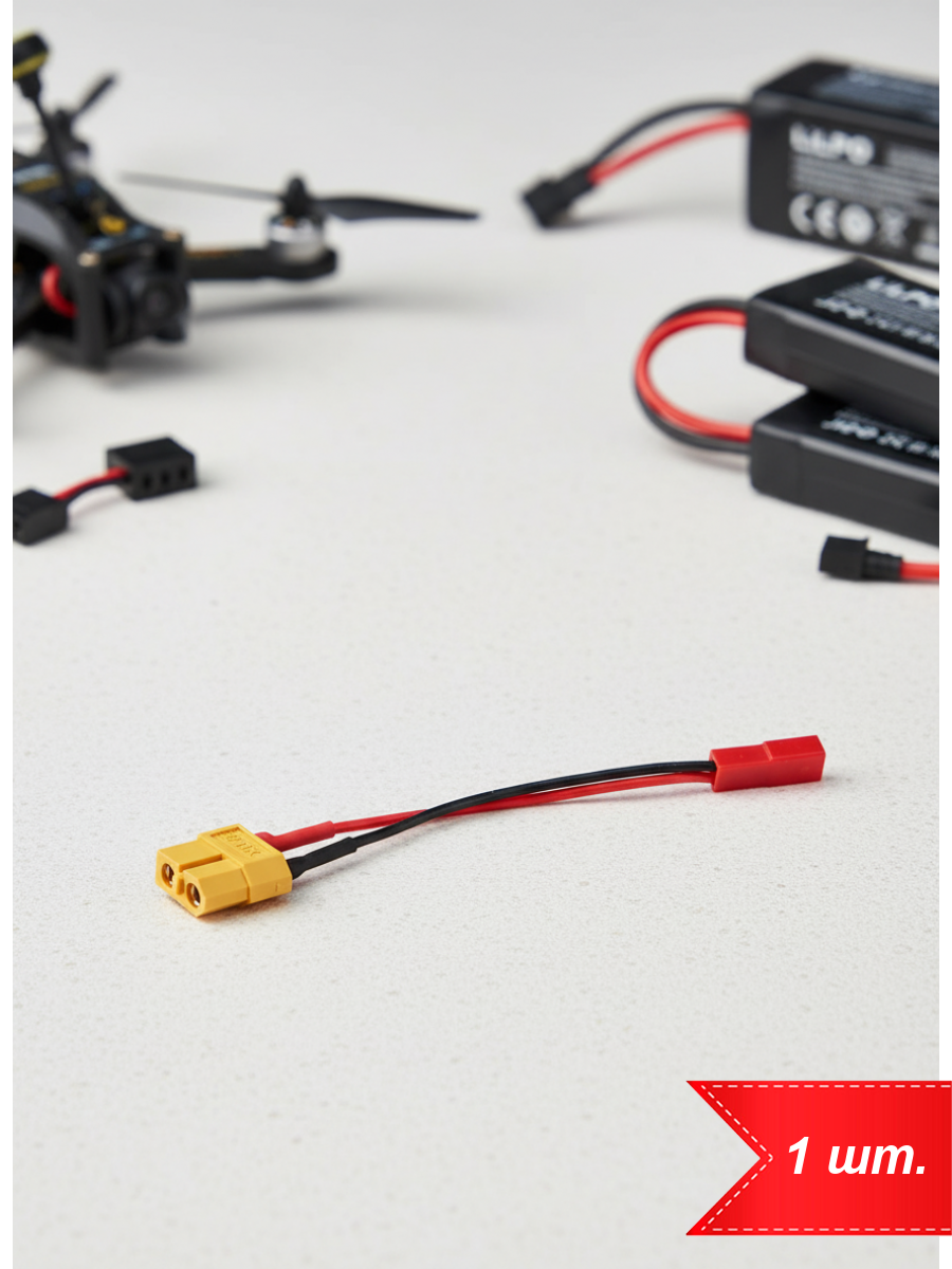 Переходник XT60 мама Female - JST папа Male с проводом 10 см 22 AWG (1 шт.)