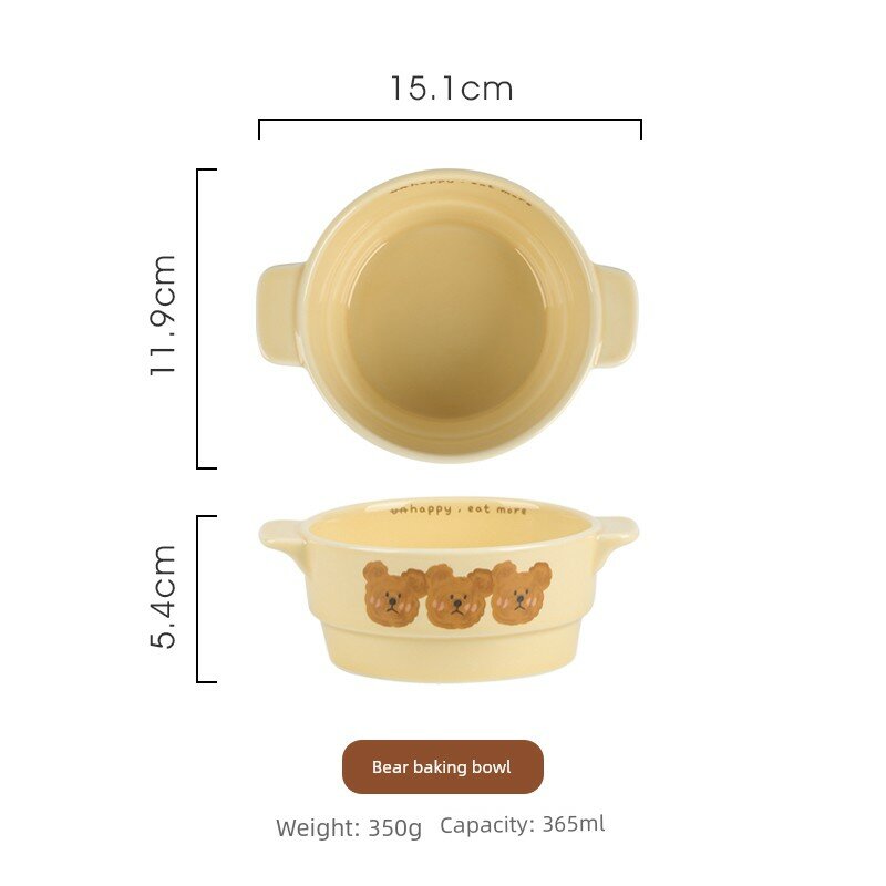 Миска для выпечки с двойными ушками MIXIM, миска для аэрофритюрницы с медведем, миска для выпечки яиц на пару, миска
