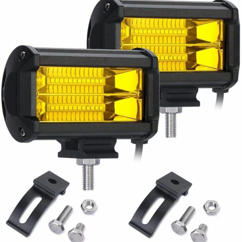 Дополнительная светодиодная фара 72W, автосвет 9-32V, ближний желтый свет, автомобильная фара (2 штука)